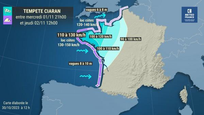 La tempête Ciaran s’apprête à frapper le quart nord-ouest de la France